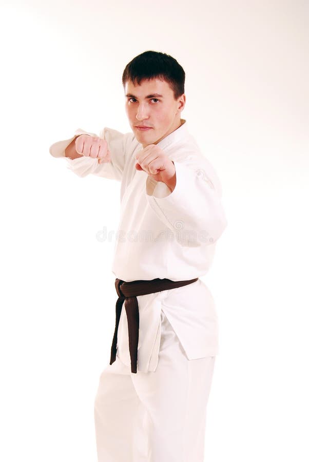 Karateka on a White Background. Stock Image - Image of boxing, profil ...