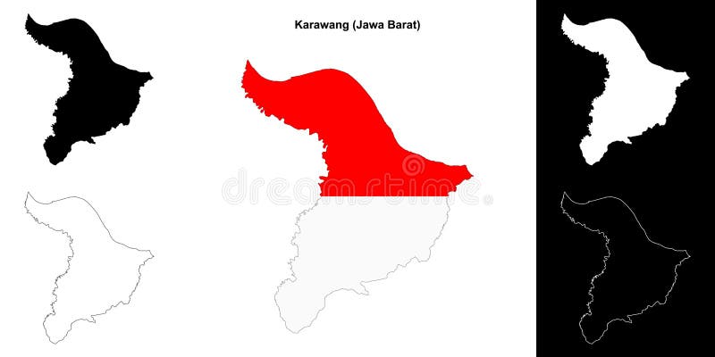 Karawang outline map stock illustration. Illustration of border - 356959973