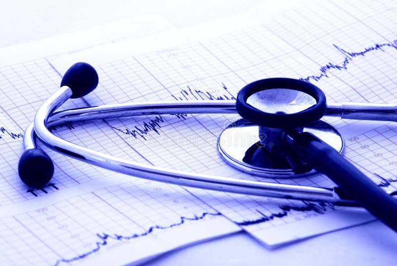 Kardiologieprüfung Und -stethoskop Stockfoto - Bild von kardiograph ...