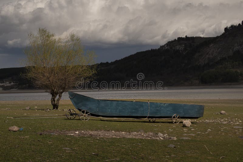 Kardjali,Bulgaria - 03.04.2022 - Panoramic View with Boath and a Tree ...