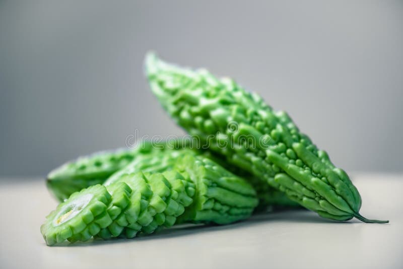Karela Bitter Melon Caraili Studio Close Up Blue Background Stock Photo ...