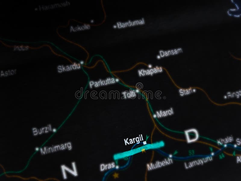 Kargil Area Displaying on Geographical Location Map on India 库存图片 - 图片 ...