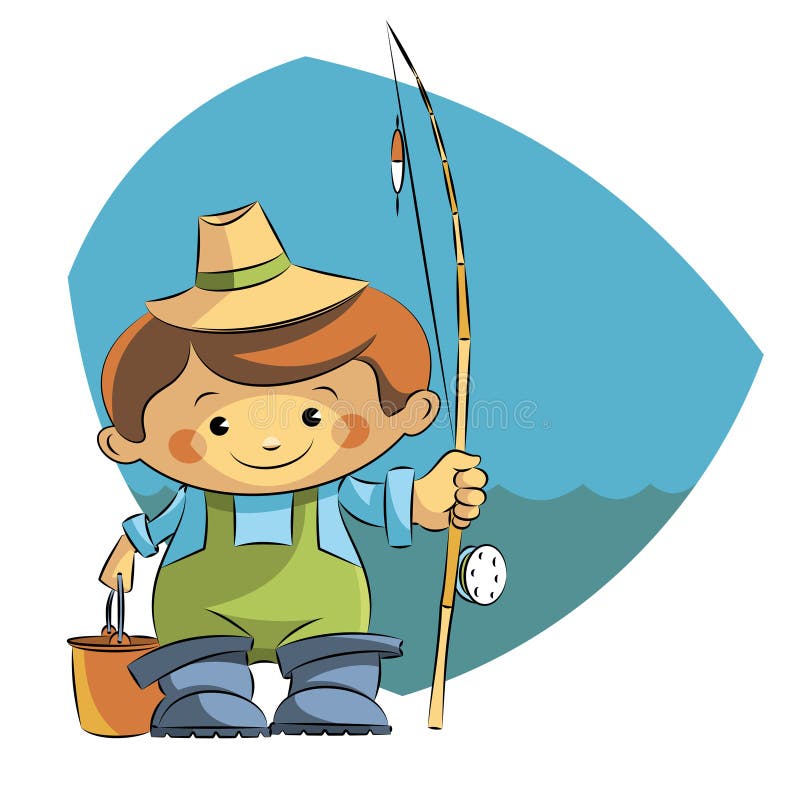 Karikatur-Fischer vektor abbildung. Illustration von männer - 53688197