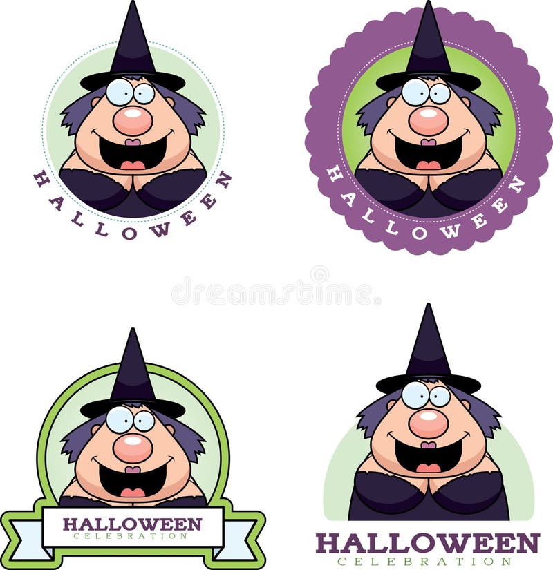 Karikatur-Hexen-Halloween-Grafik Vektor Abbildung - Illustration von ...
