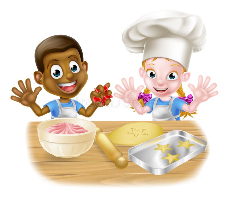 Karikatur-Jungen-Backen-Plätzchen Vektor Abbildung - Illustration von ...