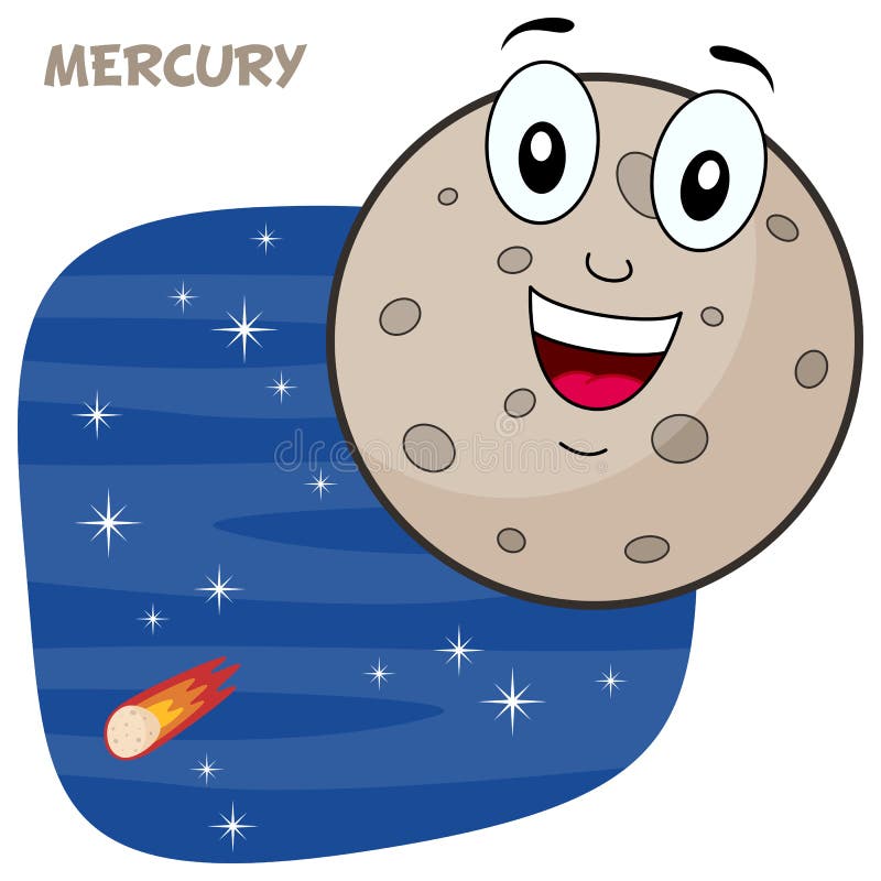 Karikatur Mercury Planet Character Vektor Abbildung - Illustration von ...