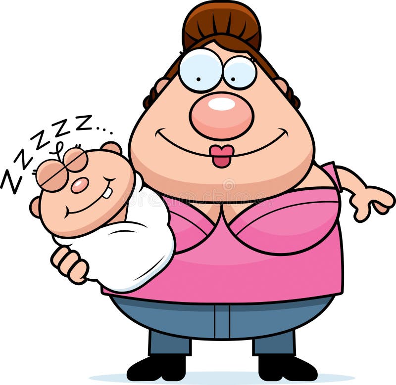 Karikatur-Mutter Mit Schlafendem Baby Vektor Abbildung - Illustration ...