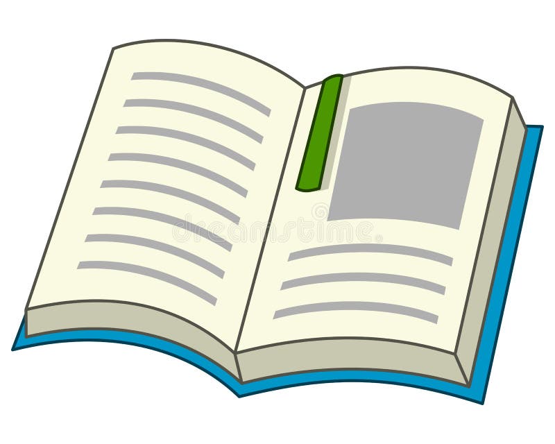 Karikatur-offenes Buch Mit Bookmark-Ikone Vektor Abbildung ...