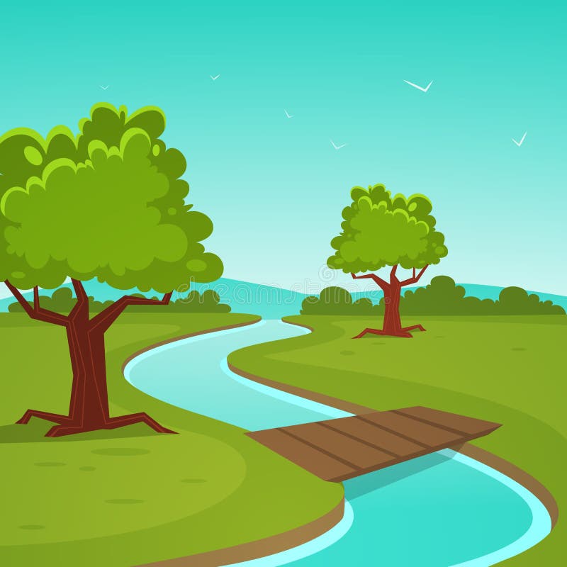 Sommer-Karikatur-Fluss vektor abbildung. Illustration von jahreszeiten ...