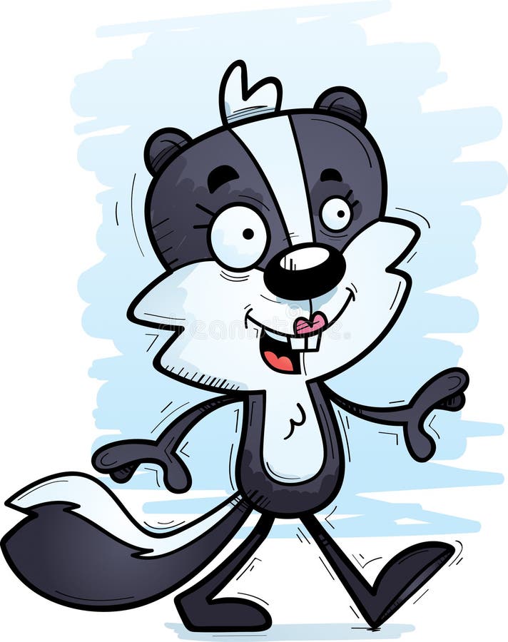 Karikatur-weibliches Stinktier-Gehen Vektor Abbildung - Illustration ...