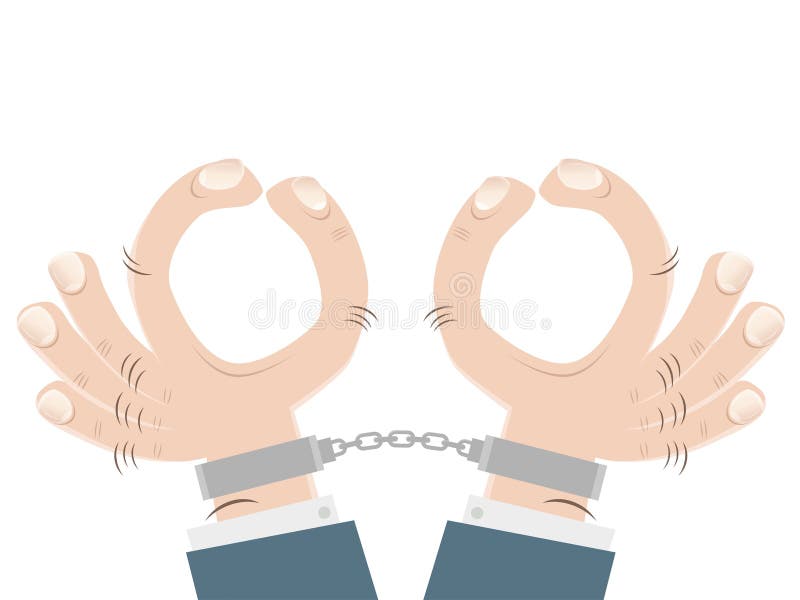 Karikaturhände Mit Den Handschellen Vektor Abbildung - Illustration von ...