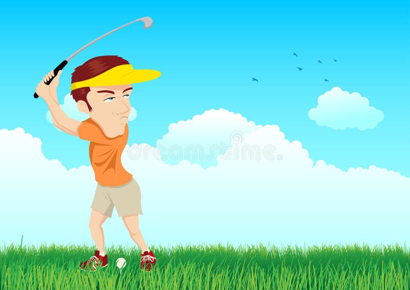 Karikaturillustration Eines Golfspielers Vektor Abbildung ...