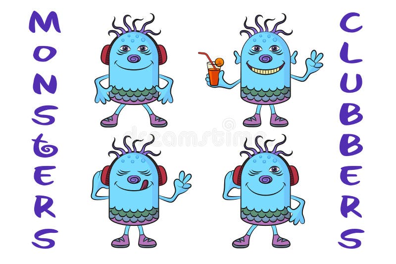 Betrunkene Karikatur-Monster Eingestellt Vektor Abbildung ...