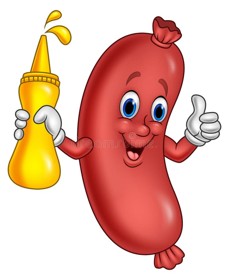Karikaturwurst, Die Senfsoße Hält Vektor Abbildung - Illustration von ...