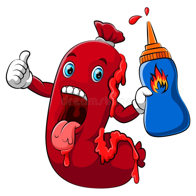 Karikaturwurst, Die Senfso?e H?lt Vektor Abbildung - Illustration von ...