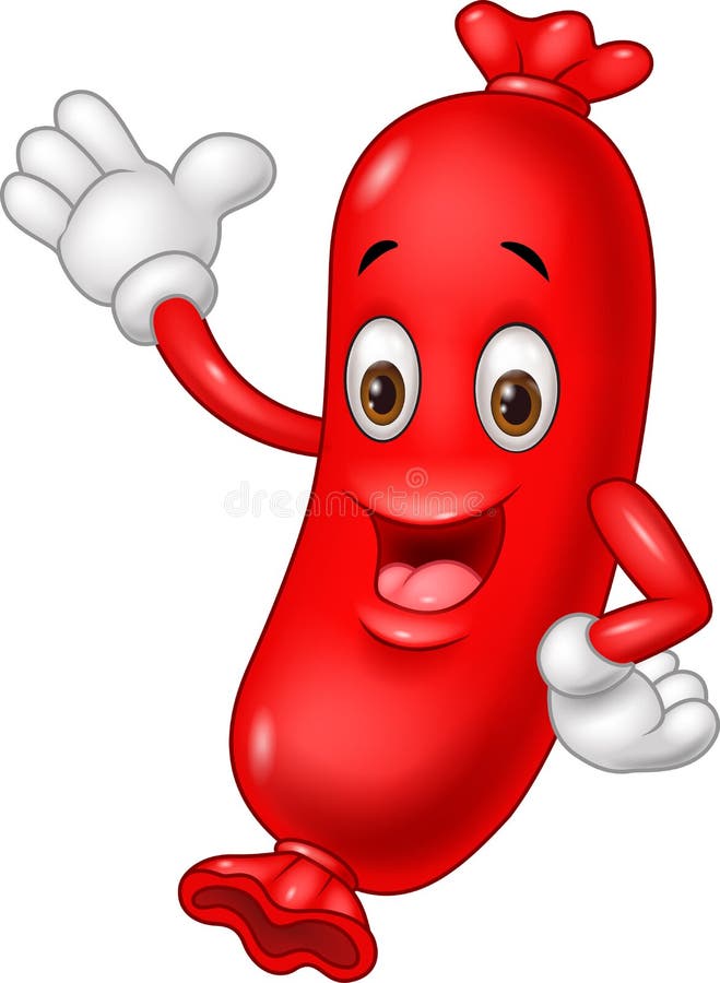 Karikatur-Wurst Emoji-Ikone Lokalisierte Vektor Abbildung ...