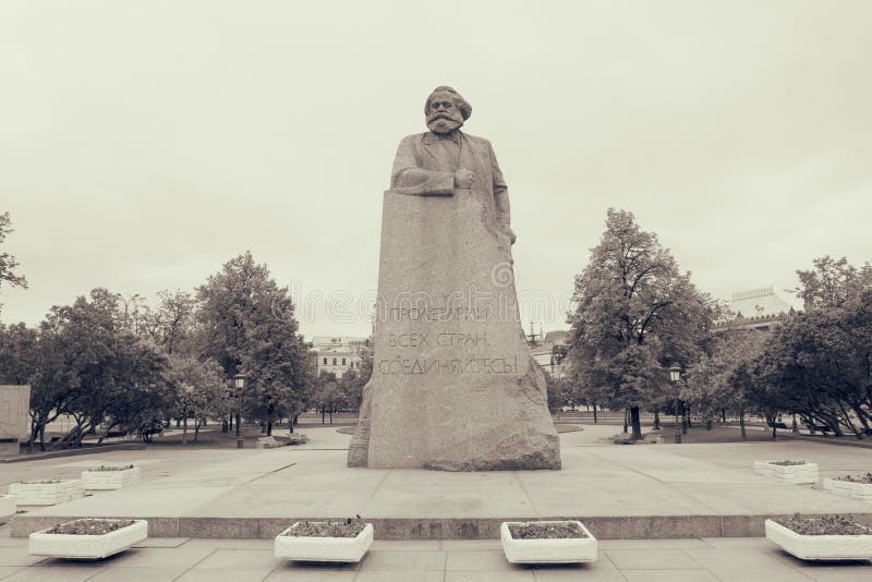 Karl Marx Statue on Revolution Square in Moscow Stock Photo - Image of ...