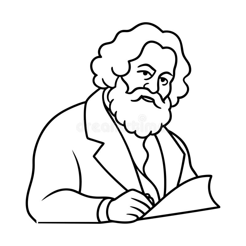 Karl Marx Vector Illustration Icon with Books, Pen Stock Vector ...