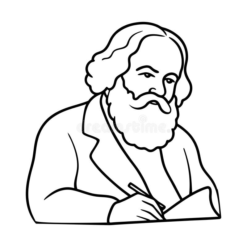 Karl Marx Vector Icon Set Illustration, Pen, Book, Write, Silhouette ...