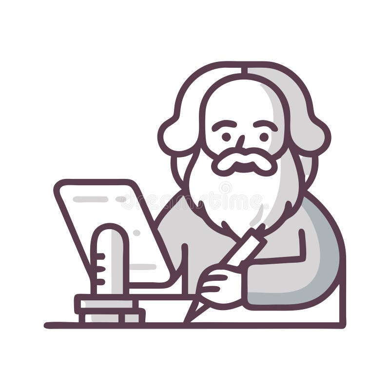Karl Marx Vector Icon Illustration, Pen, Book, Write, Silhouette ...