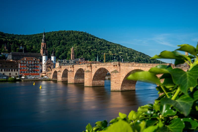 Karl Theodor Old Bridge Crossing Neckar River, Germany Stock Photo ...