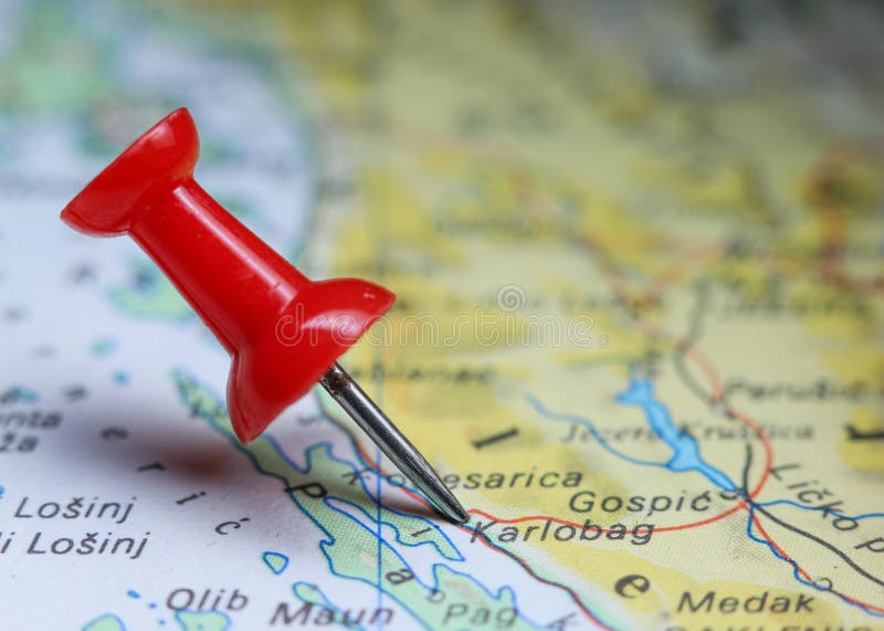 Karlobag, Croatia Pin on Map Stock Image - Image of place, country ...