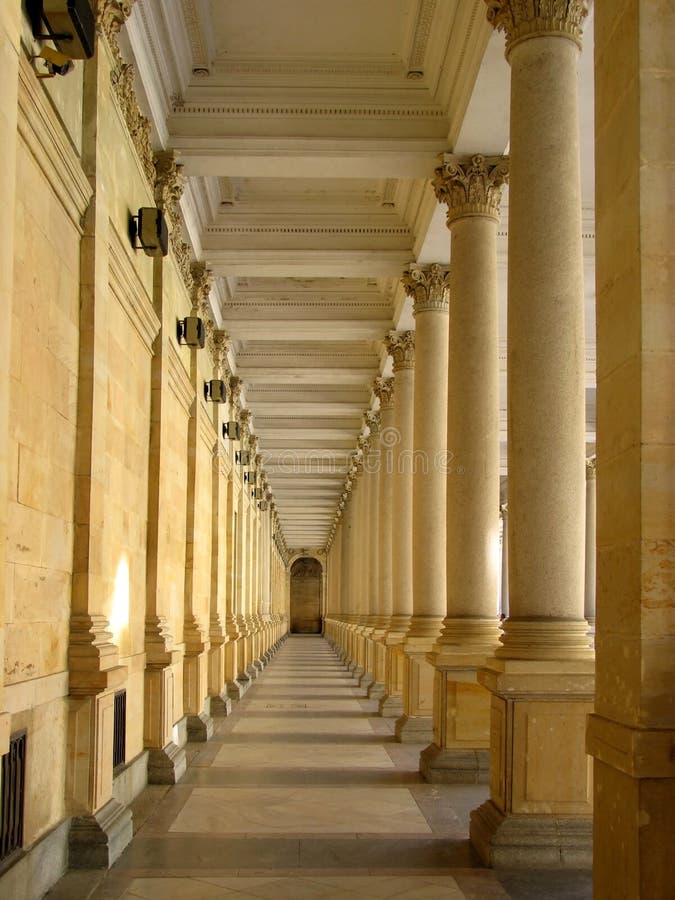 Stone Colonnade in the Spa Town of Karlovy Vary Czech Republic Stock ...