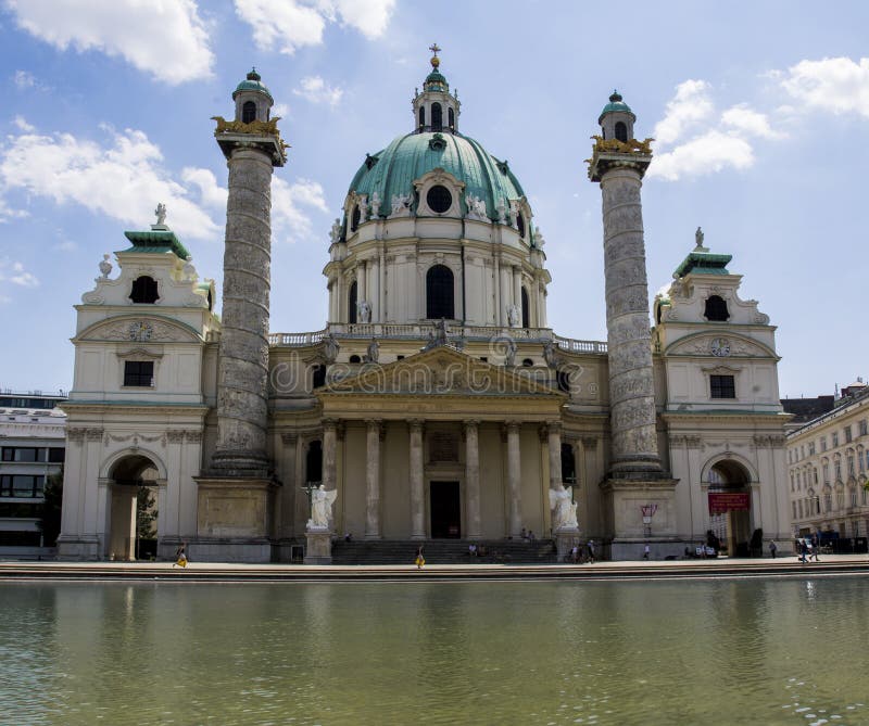 Karlskirche in Vienna stock photo. Image of pond, morning - 55954240