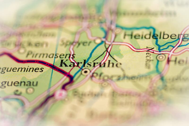Karlsruhe, Germany Highlighted on a World Map Stock Photo - Image of ...