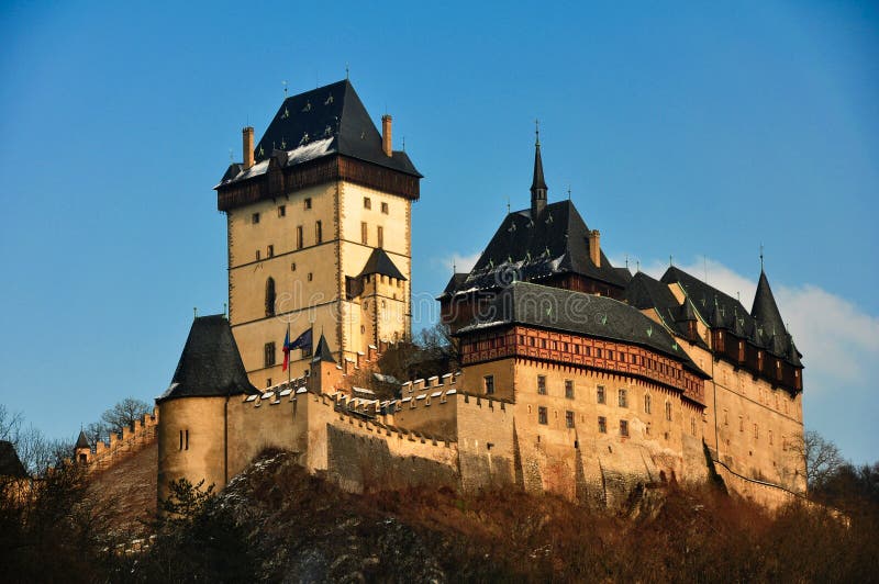Karlstein Castle stock image. Image of green, walls, roof - 18856165