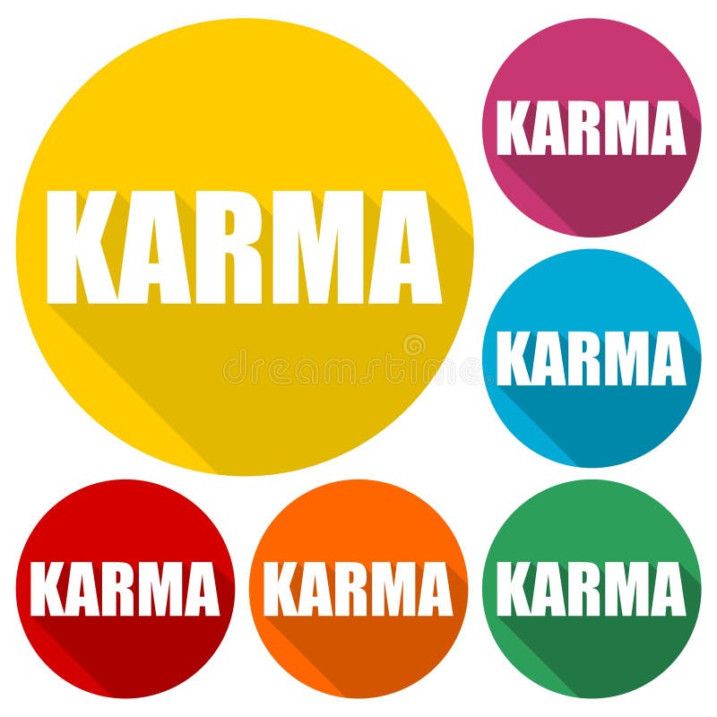 Karma Icons Set with Long Shadow Stock Vector - Illustration of icon, doodle: 111661643