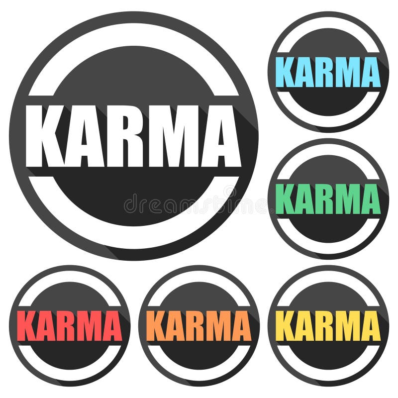 Karma Icons Set with Long Shadow Stock Vector - Illustration of icon ...