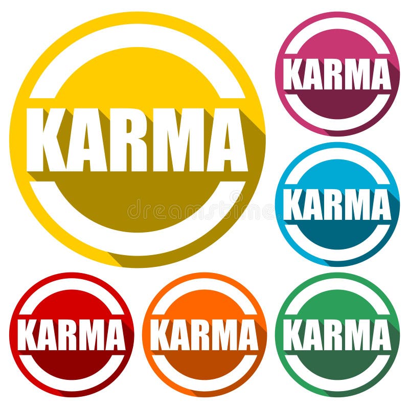 Karma Icons Set with Long Shadow Stock Vector - Illustration of poster ...