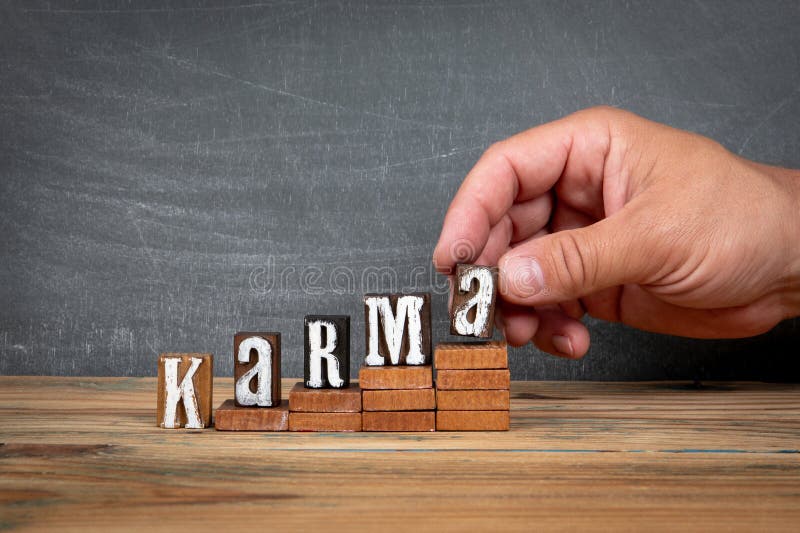 KARMA. Wooden Letters, Alphabet Blocks on Steps Stock Image - Image of ...