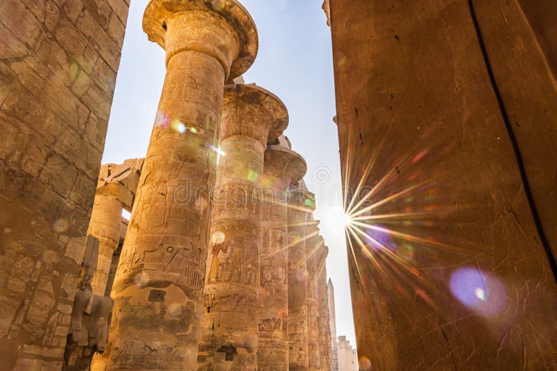 Columns of the Great Hypostyle Hall at the Karnak Temple Complex in ...