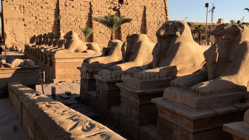 Ram-Headed Sphinx and Small Figure of Nefertari at Karnak Temple, Egypt ...