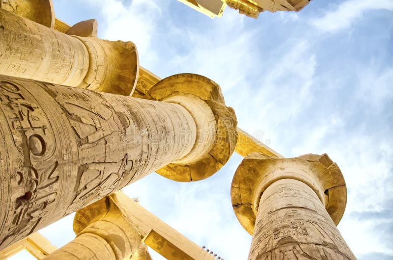 Karnak Temple Complex Pillars Top-down View, Luxor, Egypt. Stock Photo ...