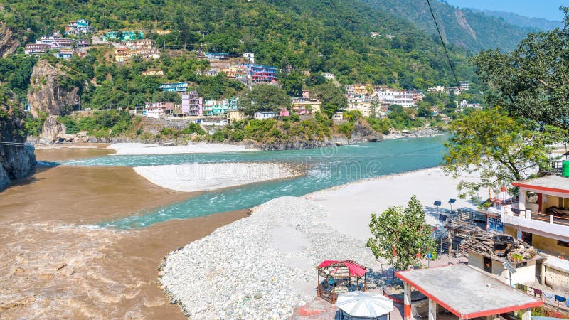 Karnaprayag - Confluence of the Alaknanda River and Pindar River Stock ...