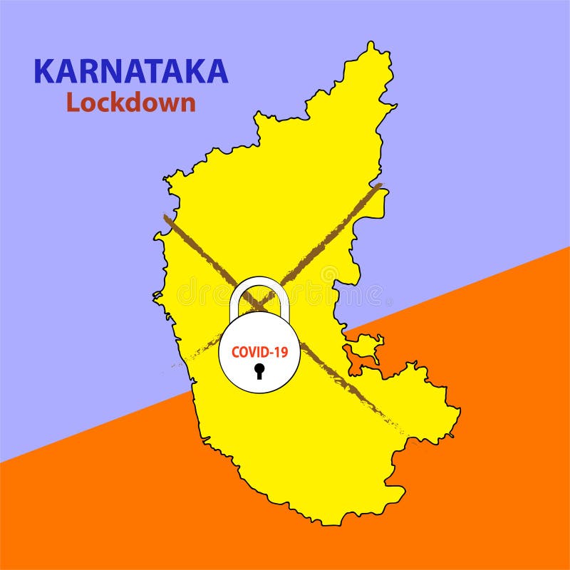 Karnataka Covid-19 Lockdown Map Stock Vector - Illustration of state ...