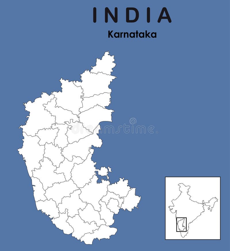 Karnataka Map. Vector Illustration of Karnataka District Map with ...