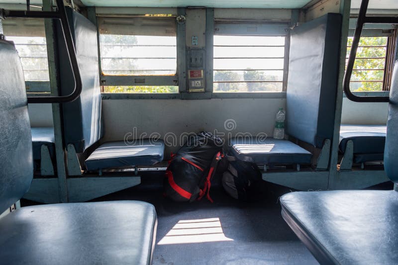 Empty Seats and Berths Inside a Second Class Sleeper Compartment in a ...