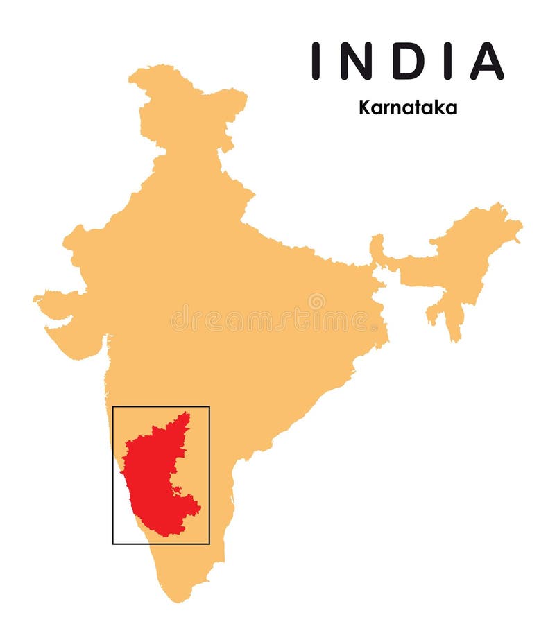 Karnataka in India Map. Karnataka Map Vector Illustration Editorial ...