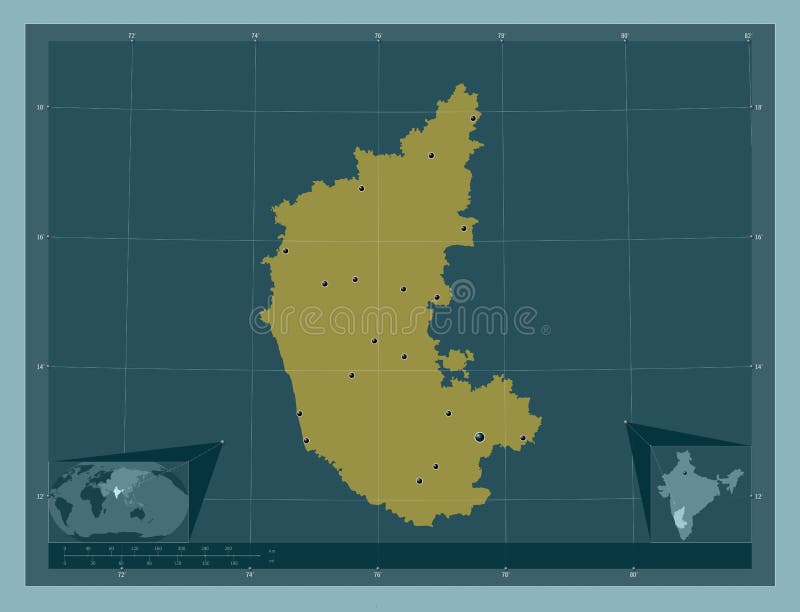 Karnataka, India. Solid. Major Cities Stock Illustration - Illustration ...