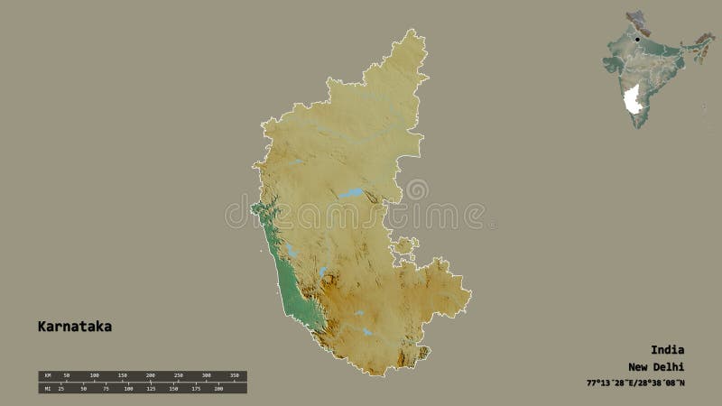 Karnataka, State of India, Zoomed. Relief Stock Illustration ...