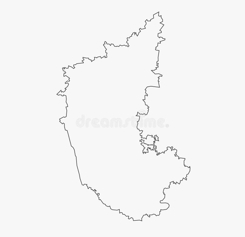 Karnataka State Outline Map on White Background Vector Illustration ...