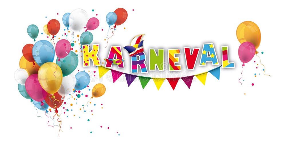 Karneval Balloons Grape Confetti White Header Stock Vector ...