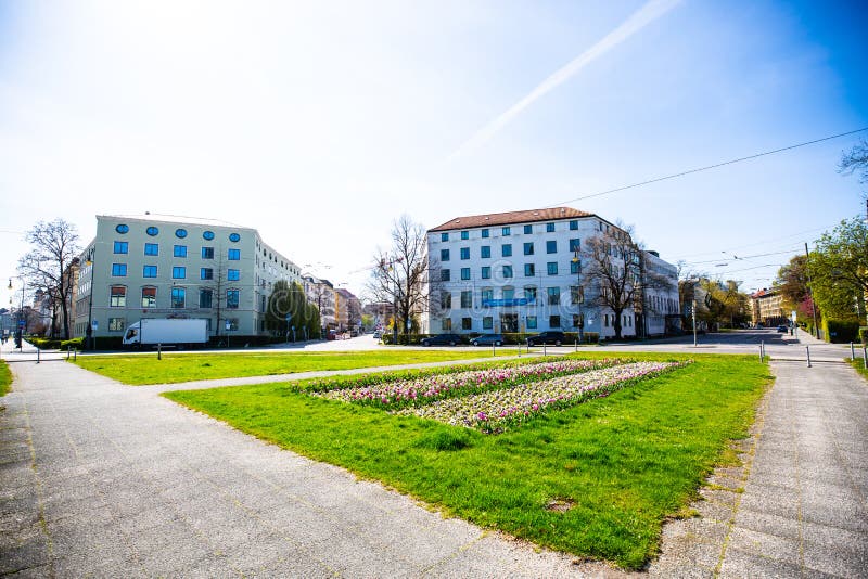 Karolinenplatz in Munich, Blue Sky Stock Photo - Image of germany ...