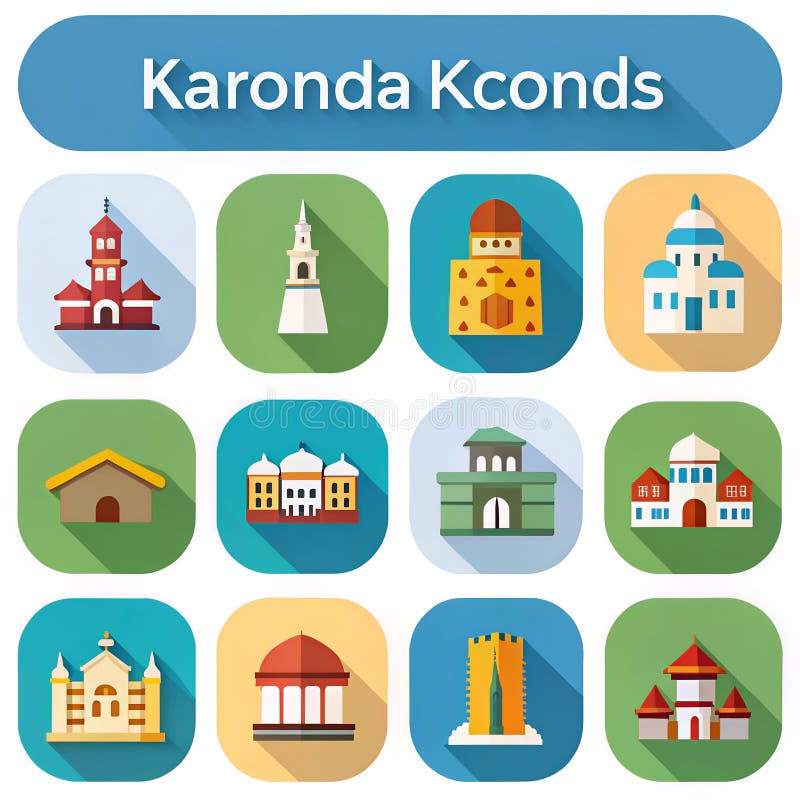 Karonda Icon Set in Flat Vector Style Stock Illustration - Illustration ...