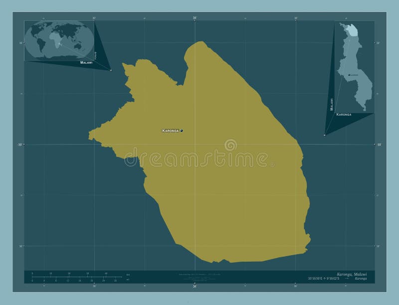 Karonga, Malawi. Solid. Labelled Points of Cities Stock Illustration ...