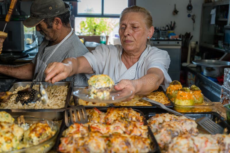 Local Food Specialities in a Greek Cafe in Olumpos Editorial Photo ...